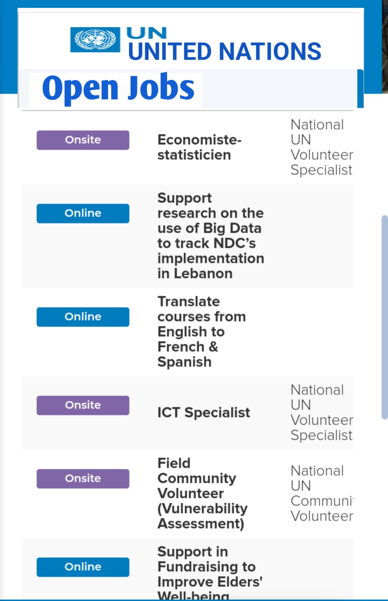 UN Jobs Now Open For Applications