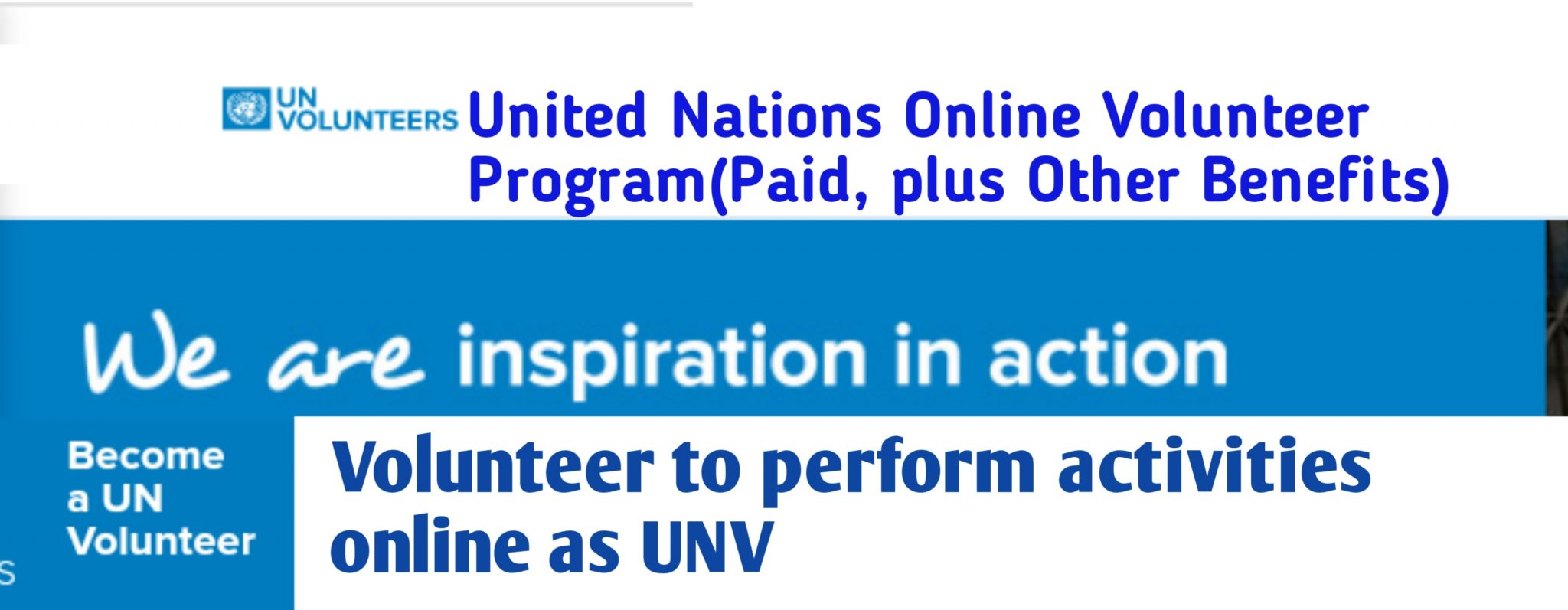 United Nations Online Volunteer Programme(Paid, Plus Other Benefits)