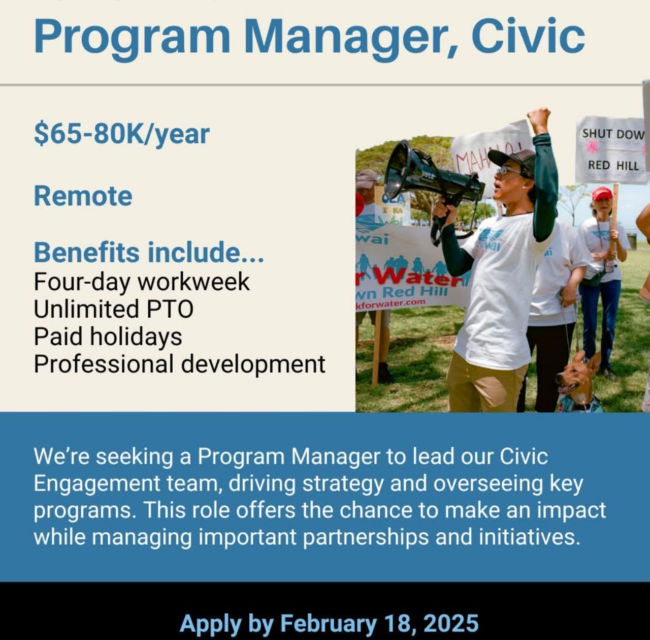 Civic Program Manager, Fully Remote (60,000-80,000$)